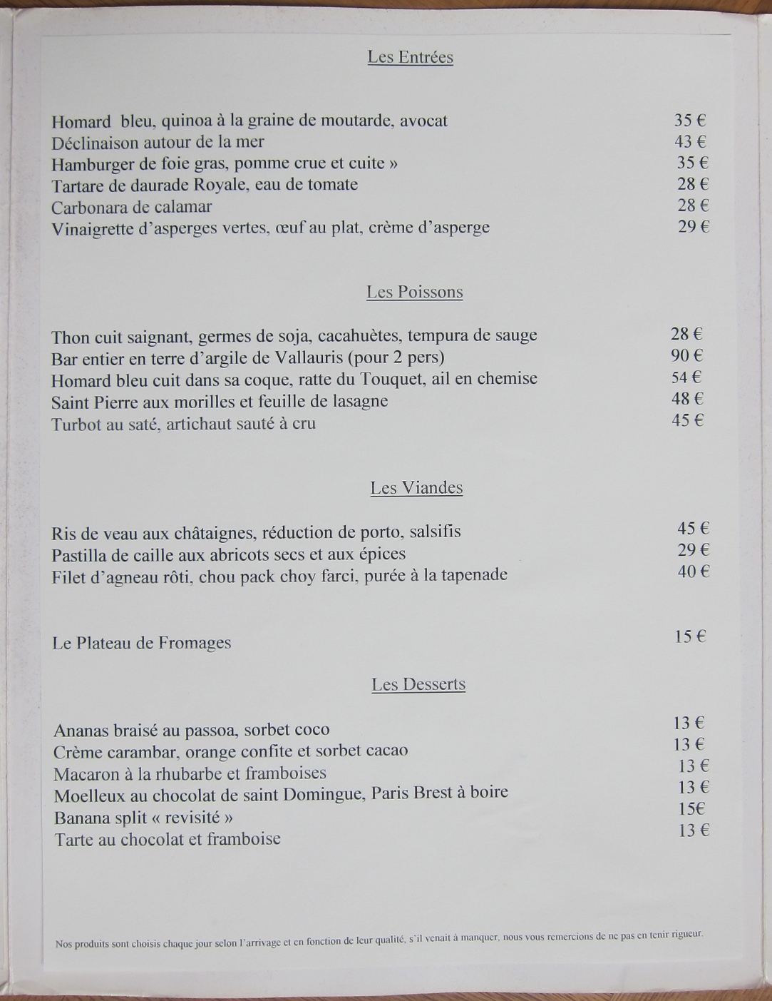 Restaurant menu collection [E-H]